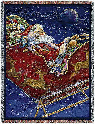 70x53 MIDNIGHT RIDE Santa Christmas Throw Blanket – Tapestry Shoppe